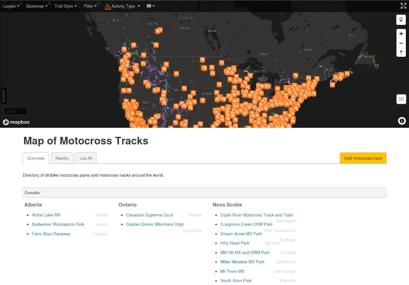 Dirtbike Adventures Map & Planning App, Trailforks