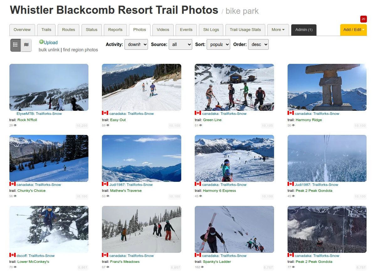 Downhill Skiing Map & Tracking App, Trailforks