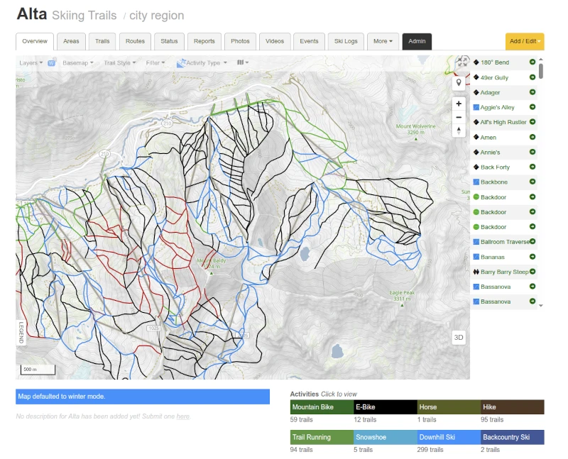 Downhill Skiing Map & Tracking App, Trailforks